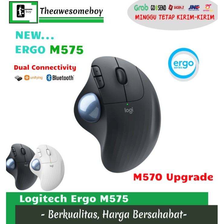 Jual Logitech Ergo M575 Wireless Dual Mode Bluetooth Trackball M570 ...