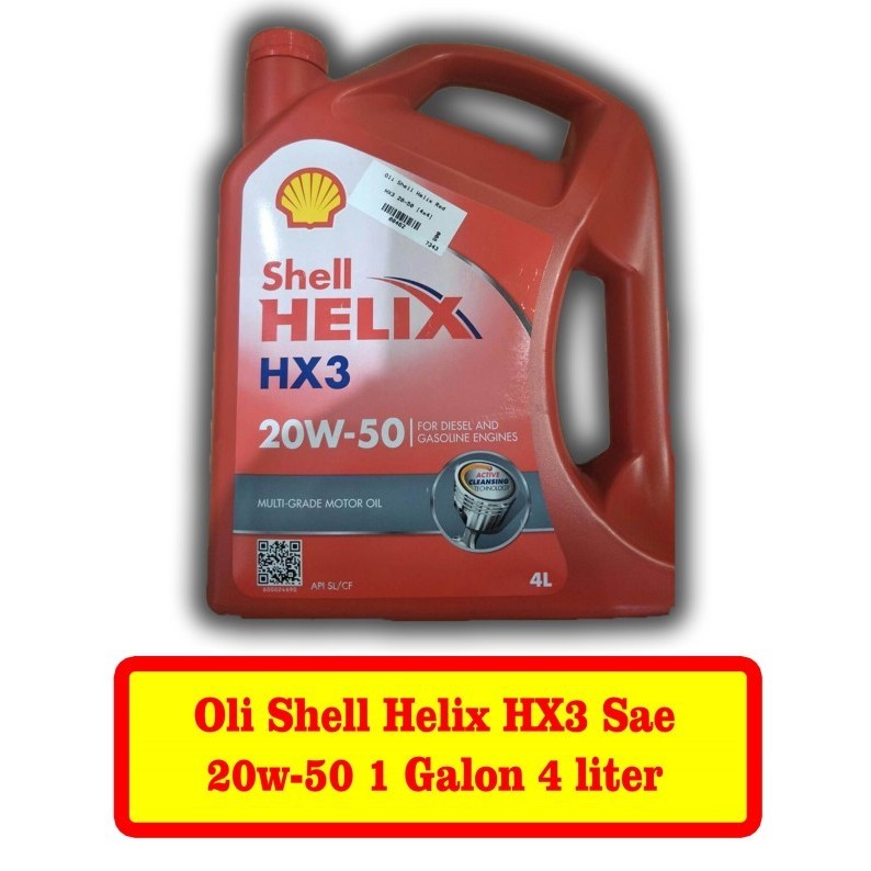 Jual OLI SHELL HELIX HX3 SAE 20W-50 1 GALON 4 LITER ORIGINAL -00462 ...