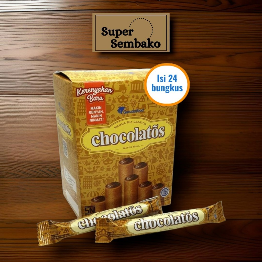 Jual SNACK WAFER ROLL CHOCOLATOS COKLAT 8.5g PER BOX ISI 24 BUNGKUS PCS ...