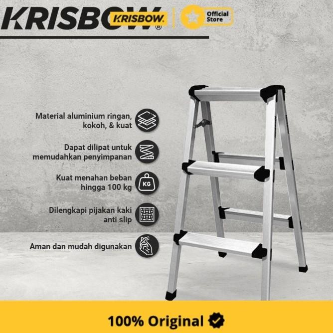 Jual Krisbow Ladder Tangga Lipat Aluminium No Handle 3 Step 0.8 M ...