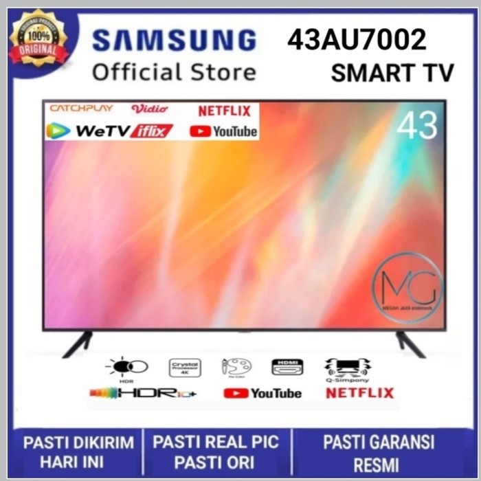 Jual SAMSUNG 43AU7002 SMART TV LED 43 inch UHD 4K Dolby Audio GARANSI ...
