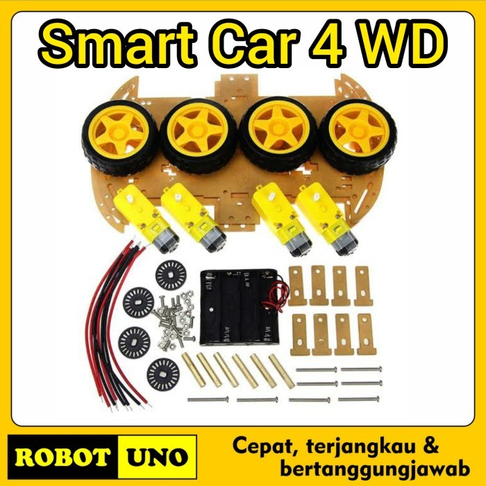 Jual Derty Smart Car Robot 4 Wd Robot Chasis Smart Car 4 Wd Diy ...