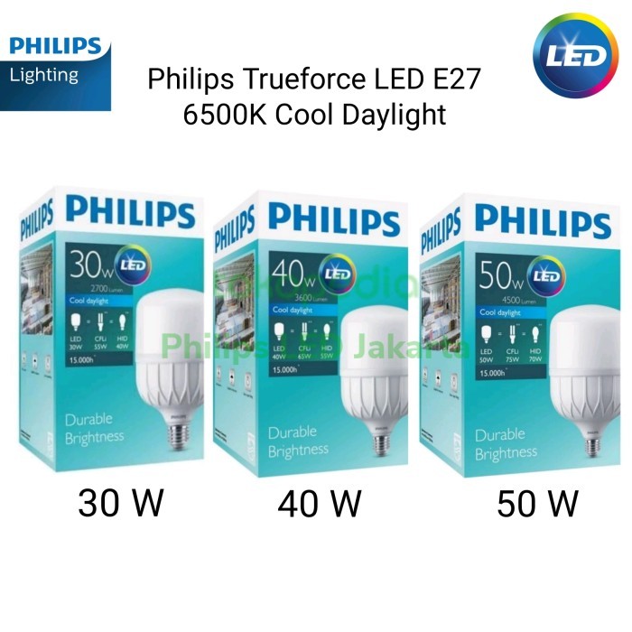 Jual LAMPU PHILIPS LED TFORCE 30W 40W 50W WATT E27 6500K COOL DAYLIGHT ...