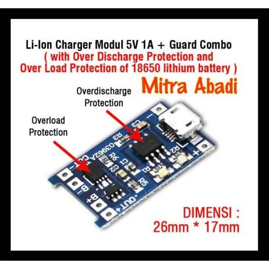 Jual Kit Power Bank Li-ion Charger Modul 5V 1A + Guard Combo | Shopee ...