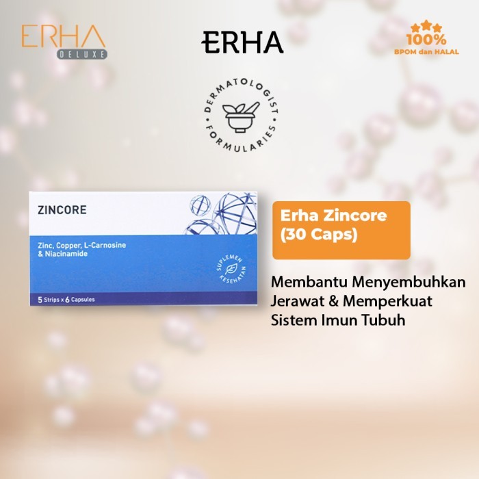 Jual ERHA Zincore 30 Cap - Supplemen Tubuh, Kulit Jerawat, Penyembuhan ...