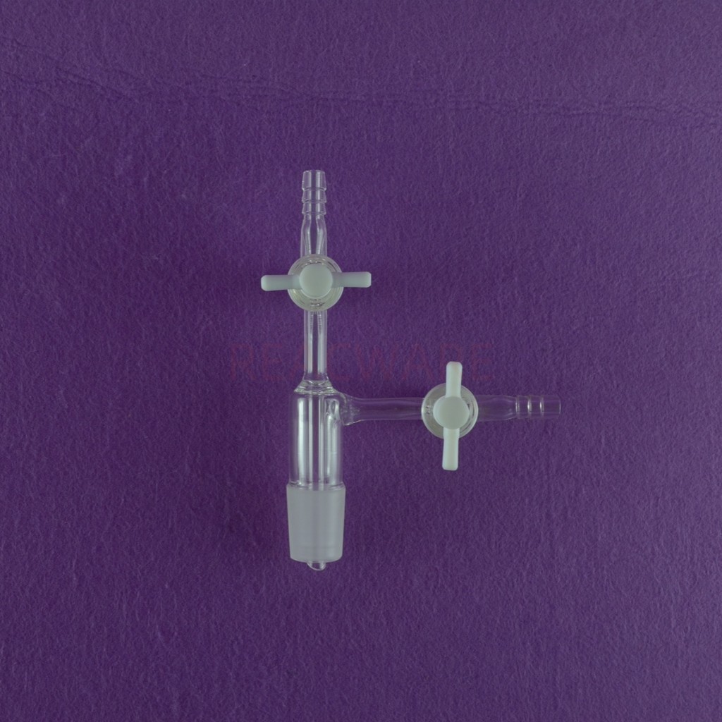 Jual Lab Glass Vacuum Transfer Adapter with 2 PTFE Stopcocks 24/29 ...