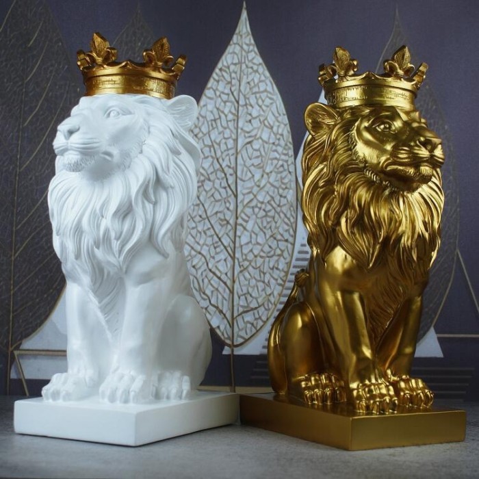 Jual Patung Raja Singa Emas Pajangan Singa Lion King Statue Singa ...