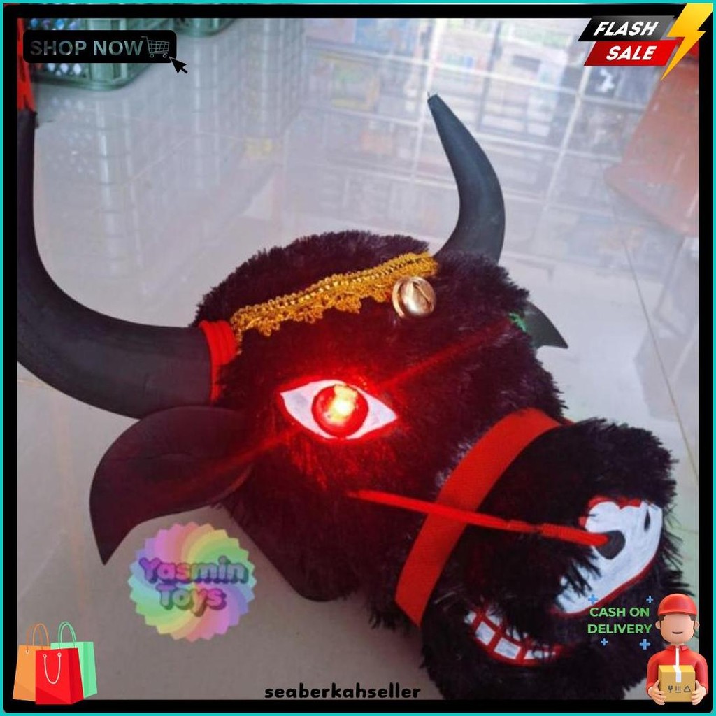 Jual Mainan Boneka Banteng Bulu Menyala/Boneka Mberot Viral Bahan Spons ...