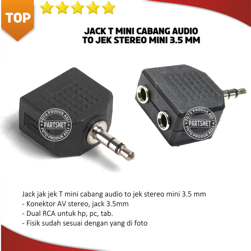 Jual Jack jak jek T mini cabang audio to jek stereo mini 3.5 mm ...