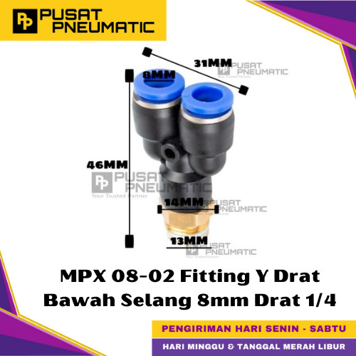 Jual MPX 8-02 One Touch Male Thread Y Fitting Slip Lock Socket Push In ...