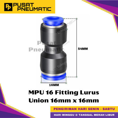 Jual MPU 16 One Touch Union Straight Fitting Slip Lock Socket Push In ...