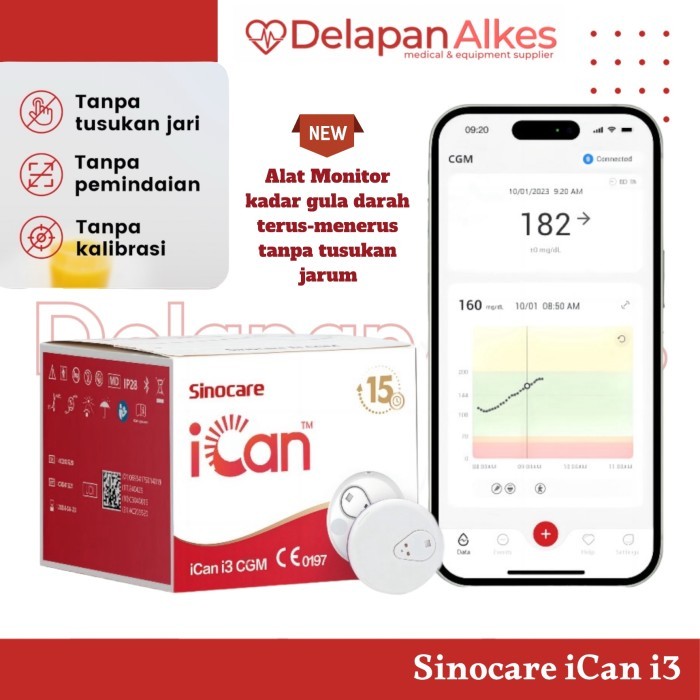 Jual Sinocare iCan i3 CGM Alat Cek Gula Darah Tanpa Tusuk Jarum 15 Hari Berkelanjutan Non Stop ...