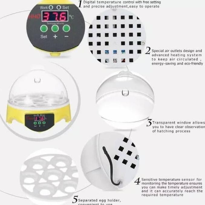 Jual Mesin Tetas Telur 7 butir 7 Egg Incubator Penetas Telur Mini 7 ...