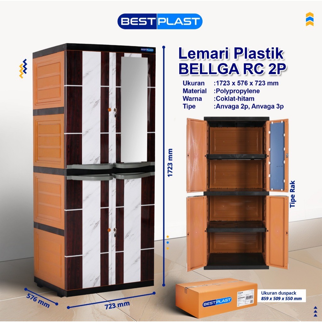 Jual Bestplast BMC 2P RC - BELGA / Lemari Plastik 2 Pintu / Lemari Baju ...