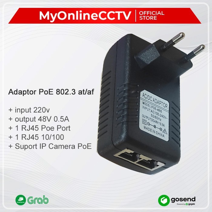 Jual ELT ADAPTOR 48 VOLT 48V FOR INJECTOR POE 802.3 AT/AF IP CAMERA ...
