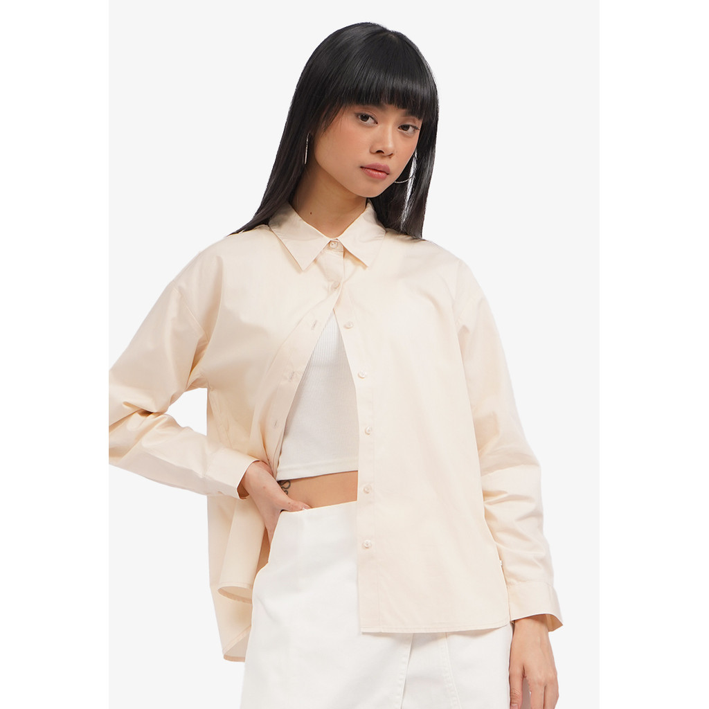 Jual COLORBOX Basic Long Sleeve Shirt Beige | Shopee Indonesia