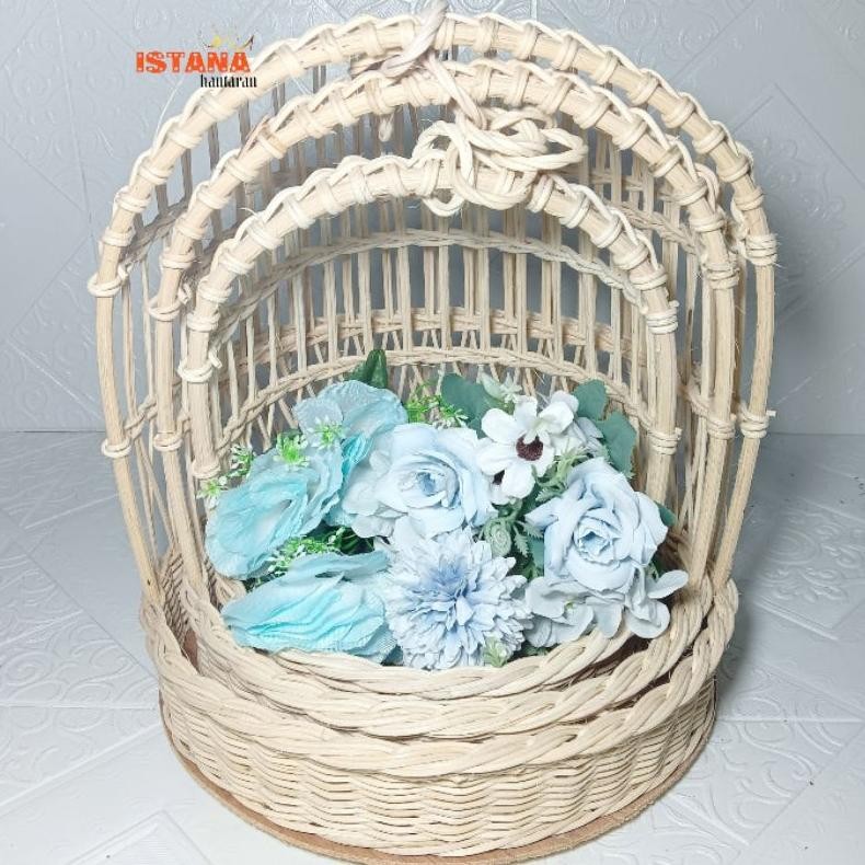 Jual ORIGINAL Box Keranjang Tempat Hantaran Rotan Bulat Ayunan 1 Set ...