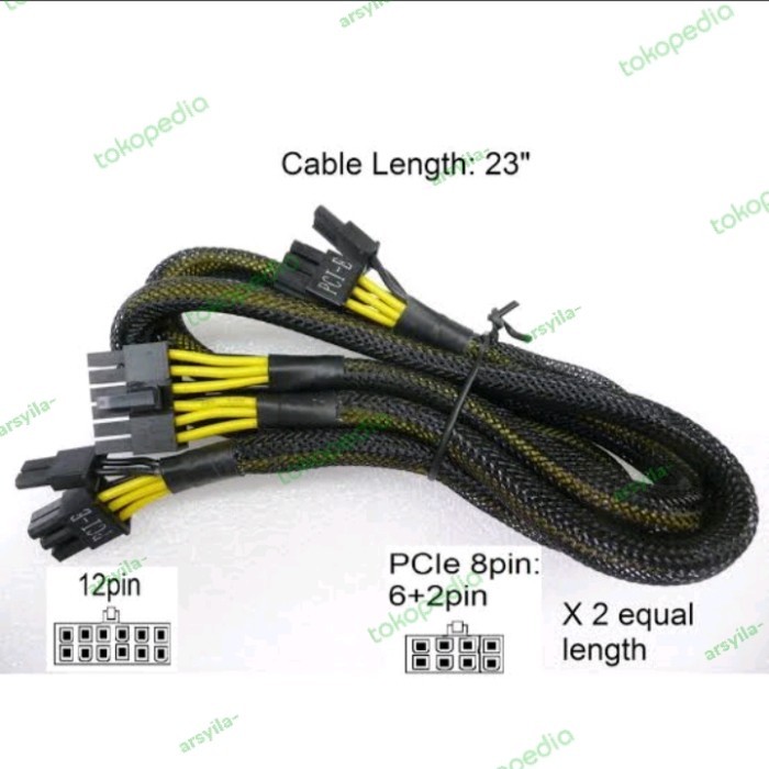 Jual kabel modular pci-e 12 pin to 2x6(2x8) psu seasonic x series 660 ...