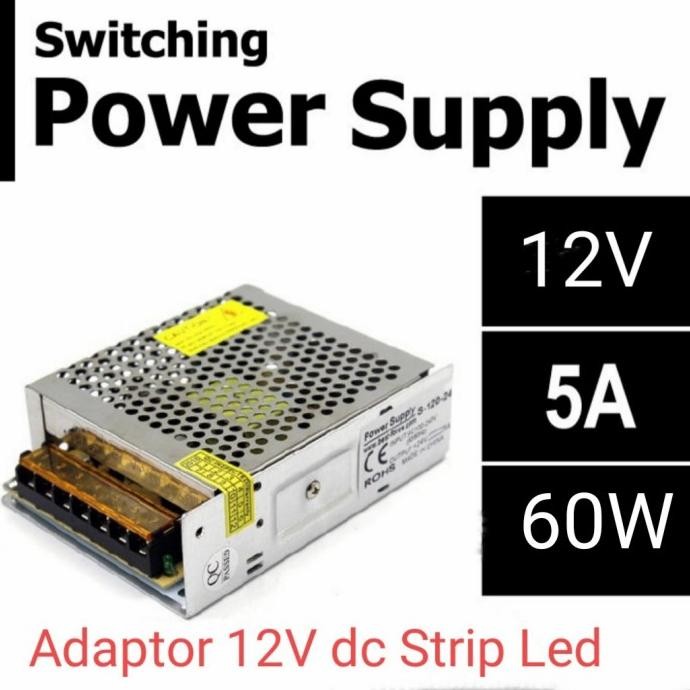 Jual Promo Power supply 12v/5A Trafo adaptor 12v/5A Strip led DC 12Volt ...