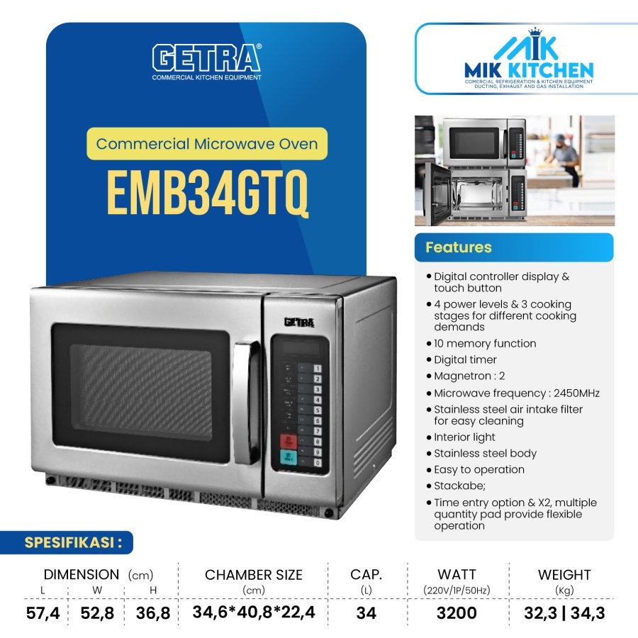 Jual GETRA Commercial Microwave Oven EMB34GTQ / EMB 34 GTQ / EMB 34GTQ ...