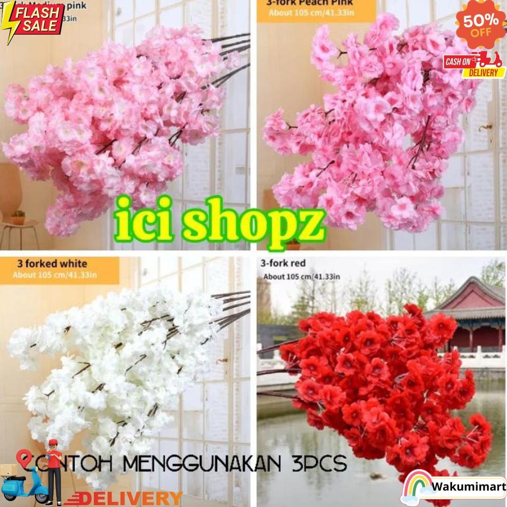 Jual Bunga Sakura Jumbo 1 Meter / Cherry Blossom Imitasi D Termurah ...