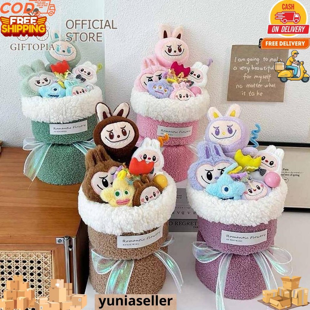 Jual Giftopia Readystock Buket Boneka Labubu Popmart Led Kawaii Plush ...