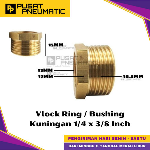 Jual 3/8" x 1/4" Male To Female Thread Fitting Connector Vlock Ring ...