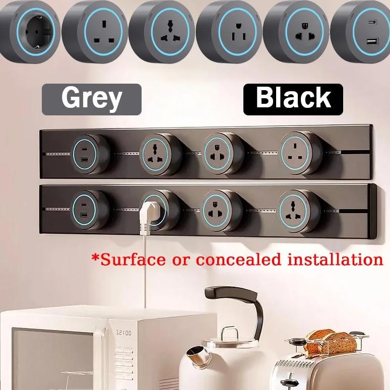 Jual Wall power rail socket,EU/US/UK/Universal Adapter kitchen aluminum ...