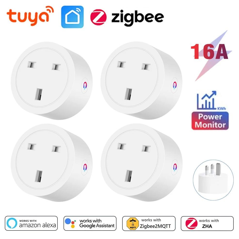 Jual Tuya Zigbee Smart Socket 16A UK Plug with Power Monitor Smart ...