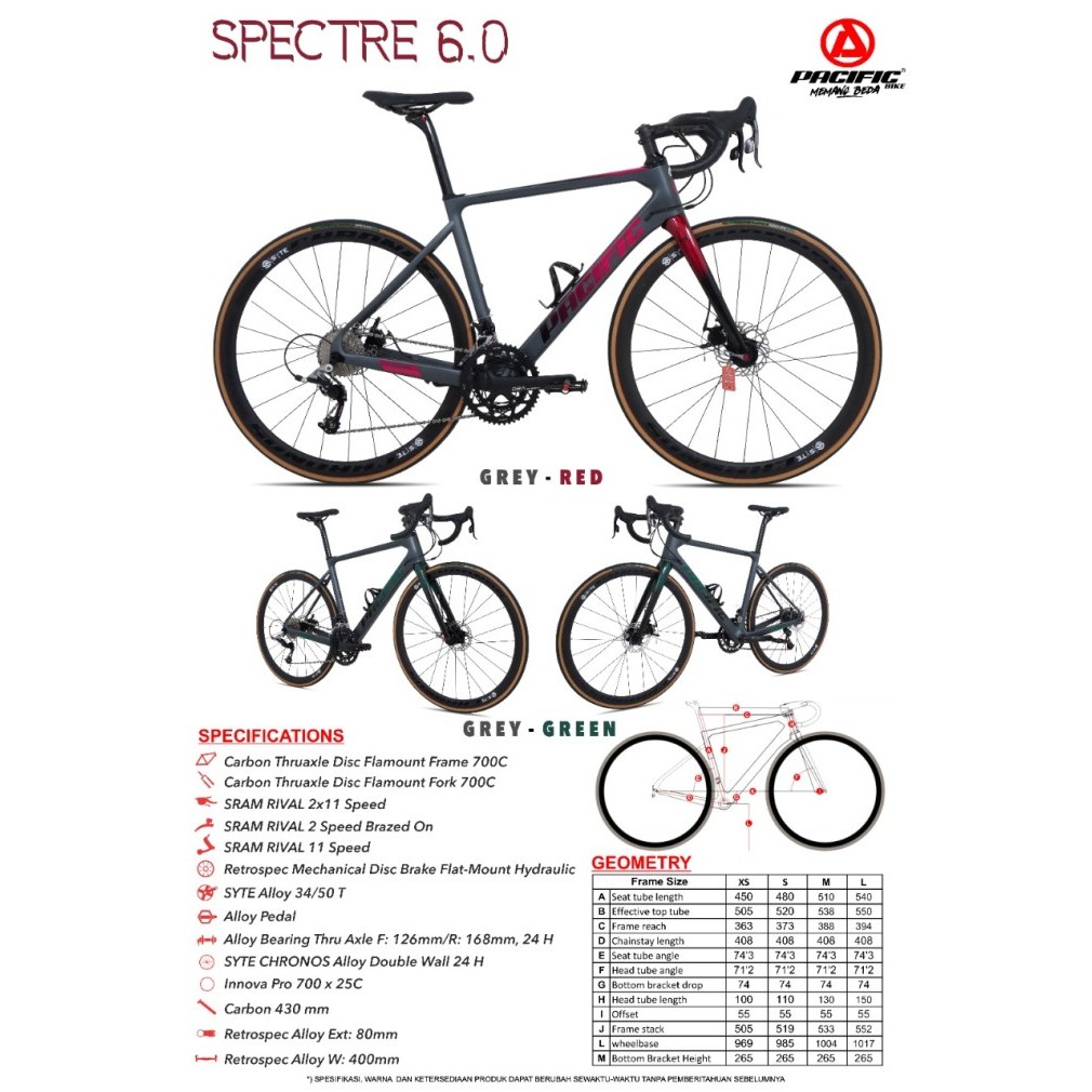 Jual Sepeda Balap Pacific SPECTRE 6.0 Carbon 700C Road Bike FREE RAKIT ...