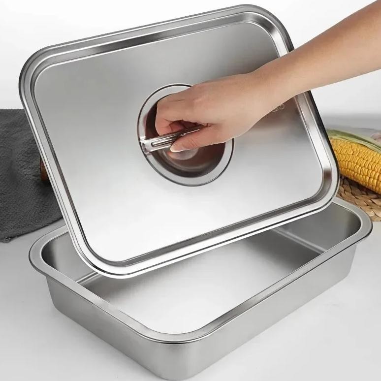 Jual 304 Stainless Steel Plate Tray Rectangular Square Oven Tray Baking ...
