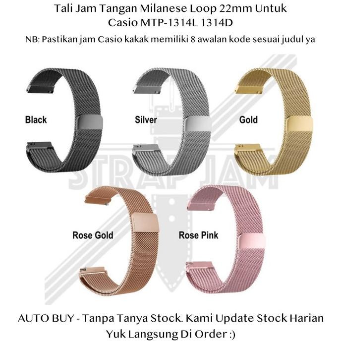 Jual Milanese Loop 22mm Strap Casio MTP-1314L 1314D - Tali Jam Magnetic ...