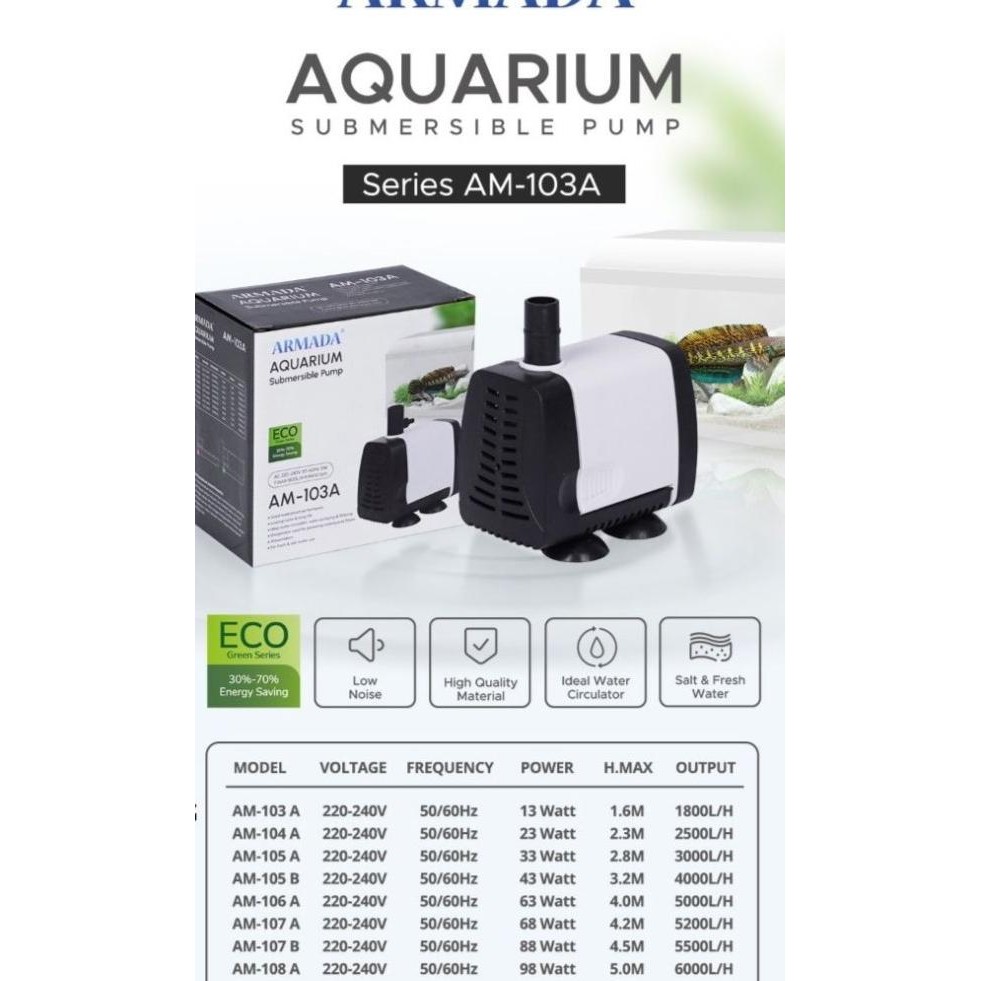 Jual Pompa Aquarium Celup Water Pump Armada Am 103 A Am103A Low Watt ...
