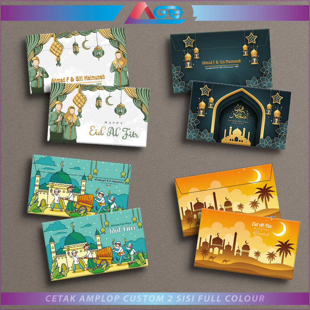 Jual Amplop Hari Raya Lebaran Idul Fitri Custom Nama Cetak 2 Sisi ...