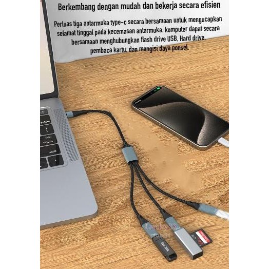 Jual Produk Baru!! Usb & Type C Male Ke 3 Type C Female Adapter ...