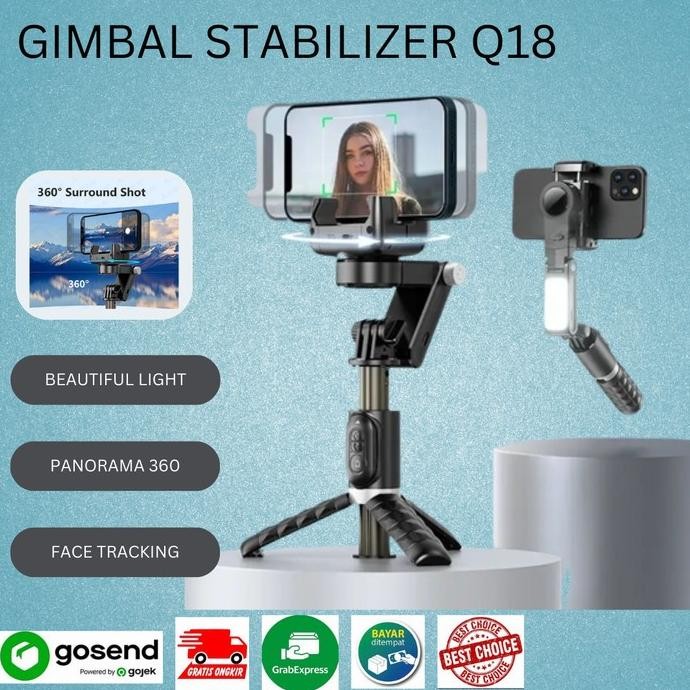 Jual Gimbal Q18 Stabilizer Smart Tracking 360 Axis Tripod Tongsis Hp | Shopee Indonesia