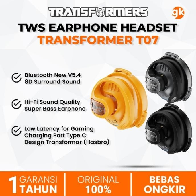 Jual Original Transformers T07 Tws Bluetooth V5.4 Earphone Headset ...