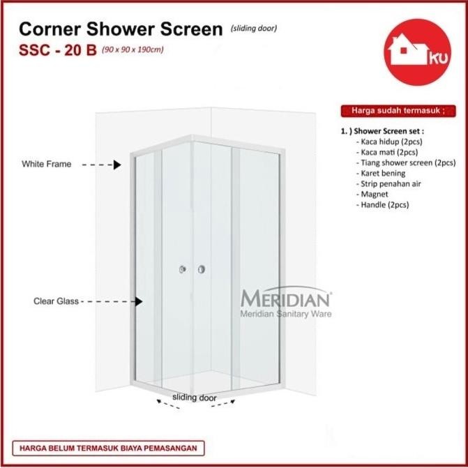 Jual Shower Box Kaca Kamar Mandi Meridian Ssc 20 B (White Frame ...