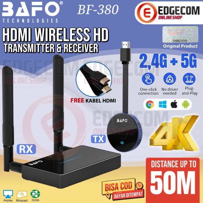 Jual BAFO BF-380 HDMI Wireless Presentation 4K Transmitter Receiver ...