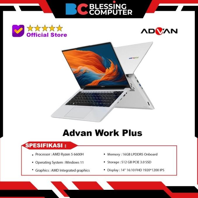 Jual Advan Work Plus Ryzen 5 6600H 16Gb 512G W11 Silver | Shopee Indonesia