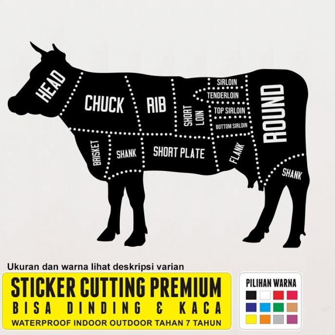 Jual Stiker Diagram Daging Sapi Steak Dinding Kaca Wall Sticker Beef ...