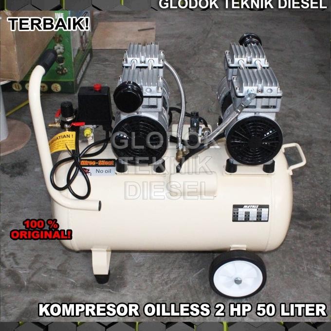 Jual Kompresor Oilless 2 HP 50 Liter L 1500 Watt Tanpa Oli Oil Less ORI | Shopee Indonesia
