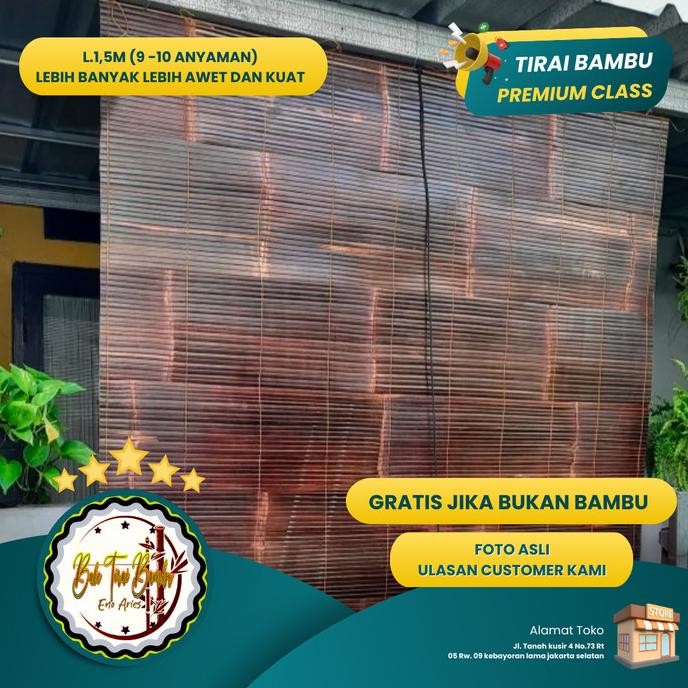 Jual Tirai Bambu 1,5M X 2 M (Sudah Katrol) Kerai Murah Kerei Krey | Shopee Indonesia