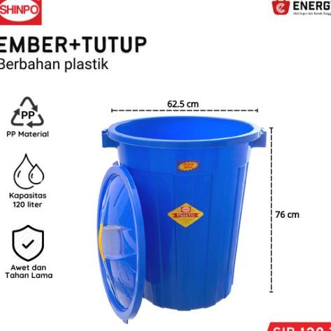 Jual Ember 120 Liter + Tutup Shinpo Ember Air Kamar Mandi Ember Plastik ...
