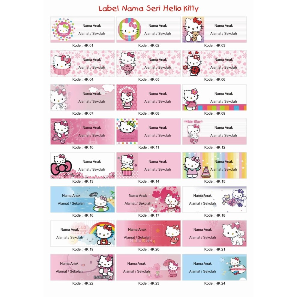 Jual Sticker Label Nama Seri Hello Kitty | Shopee Indonesia