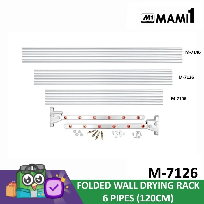 Jual MAMI1 M-7126 FOLDED WALL DRYING RACK 6 PIPES (120CM) | Shopee Indonesia