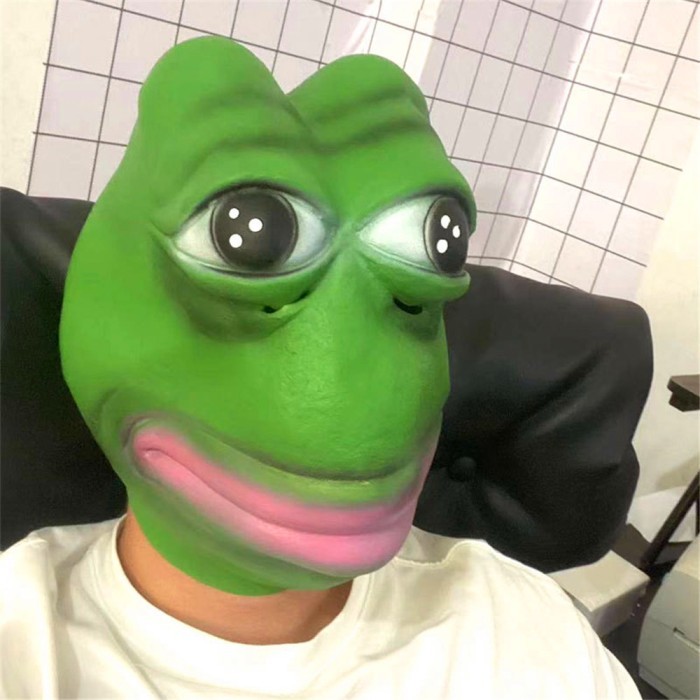 Jual ------] Cartoon Hot Pepe The Sad Frog Mask Cosplay Realistic ...
