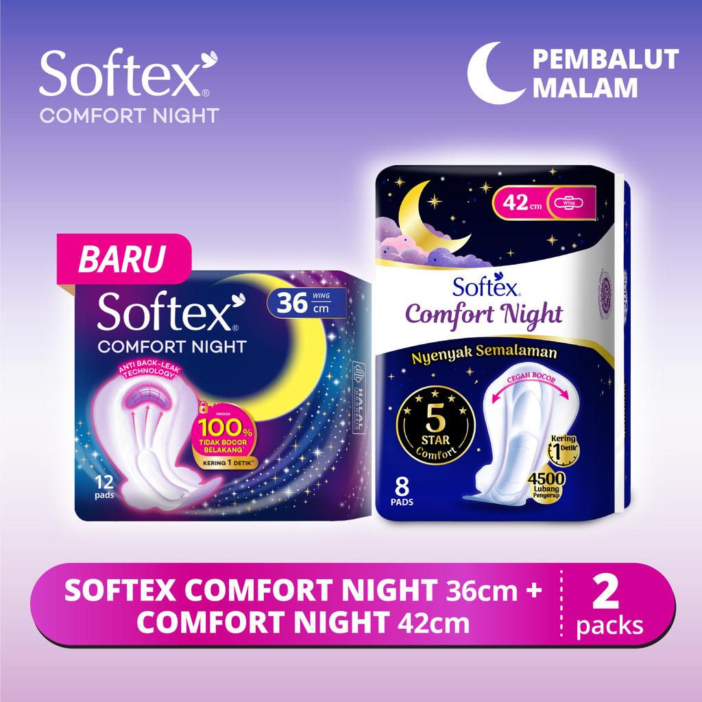 Jual Softex Comfort Night 36 cm + 42cm - Pembalut Malam - Spesial Bulan ...