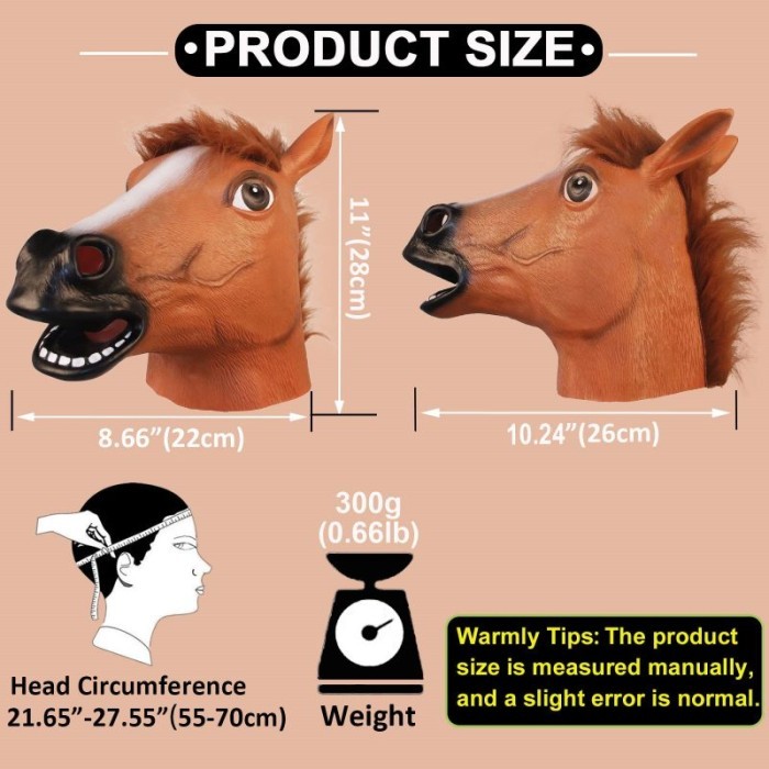 Jual Topeng Kuda Latex Mask Hood Horse Mask-Cokelat | Shopee Indonesia