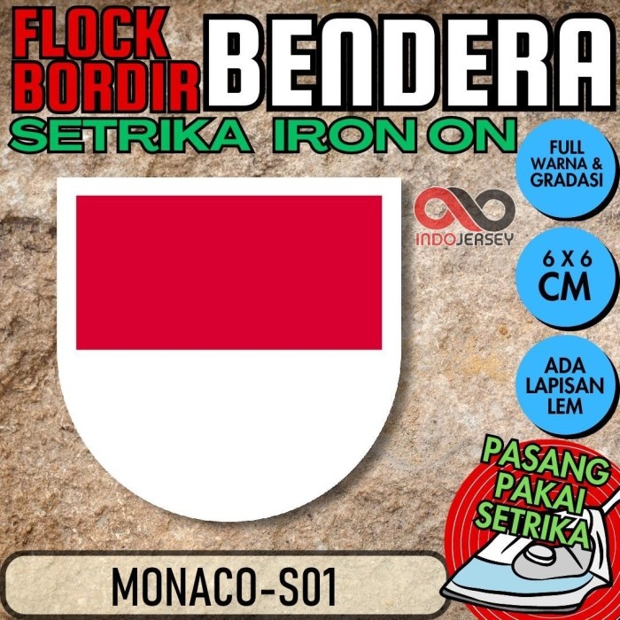 Jual ,,,,,,,] Patch Emblem Flock Bordir Bendera Negara - MONAKO MONACO ...